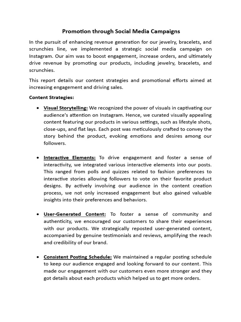 Social Media and Content Startegies and Promotional Strategies | PDF ...