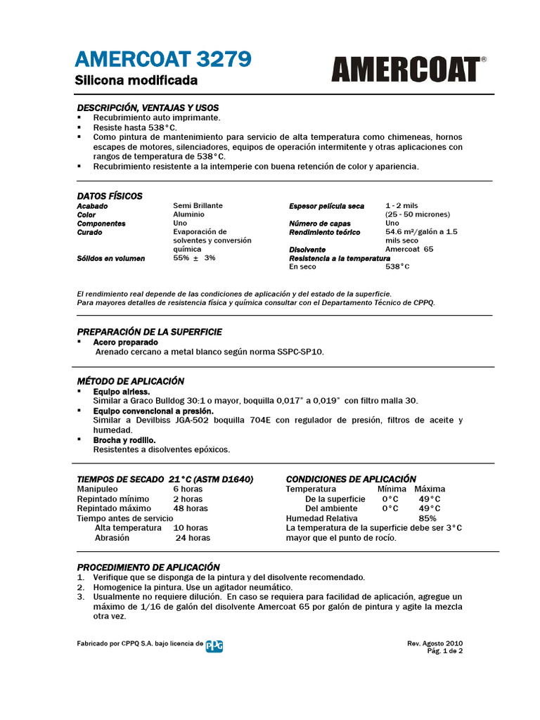 Amercoat 3279 | PDF | Materiales