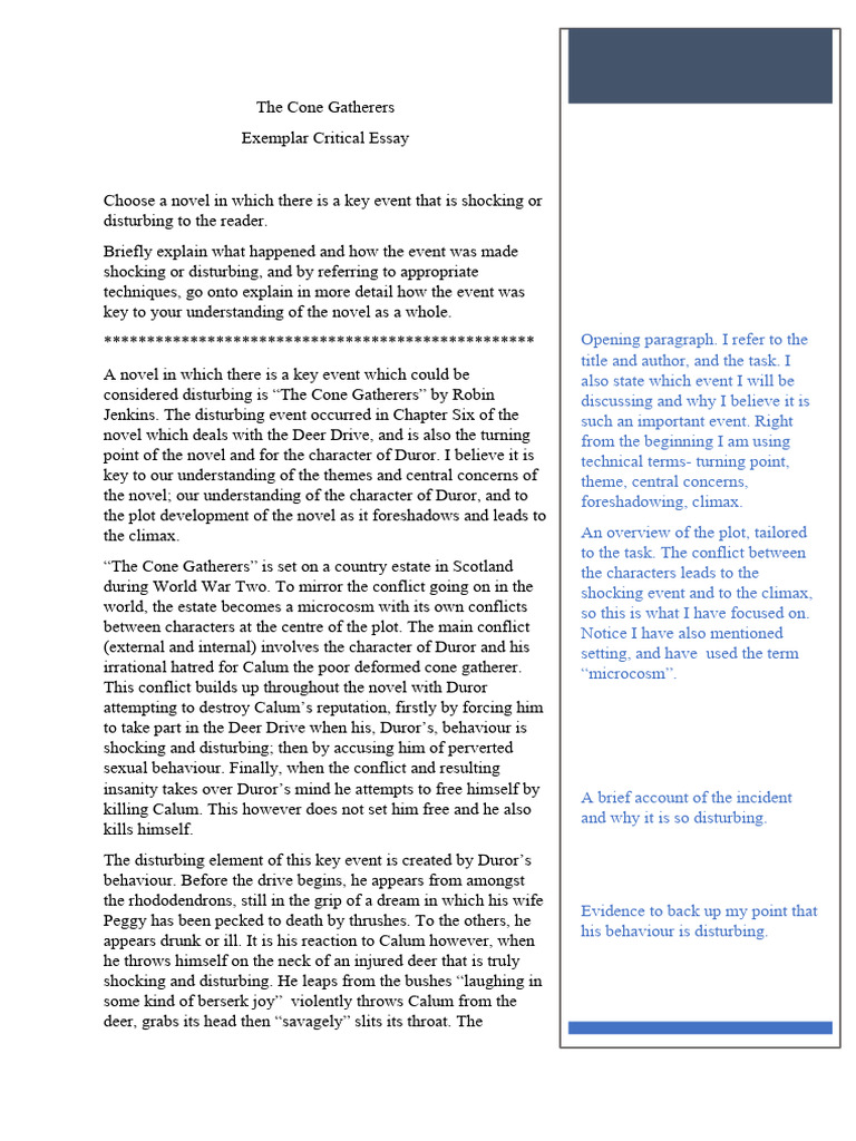 Cone Gatherers Exemplar Essay | PDF | Evil