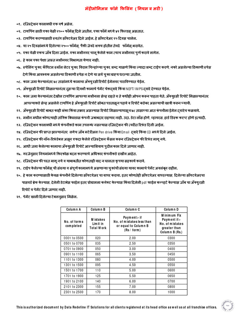 DRIS - Form Filling - Rules | PDF