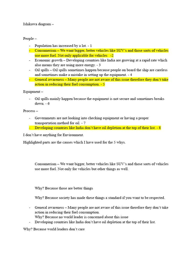 Causes and Consequences Rough Work | PDF | Oil Spill | Consumerism