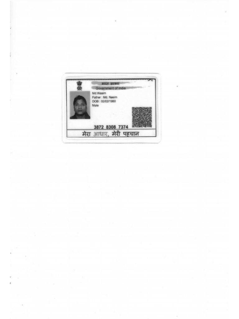 WASIM BHI AADHAR PAGE 1 | PDF
