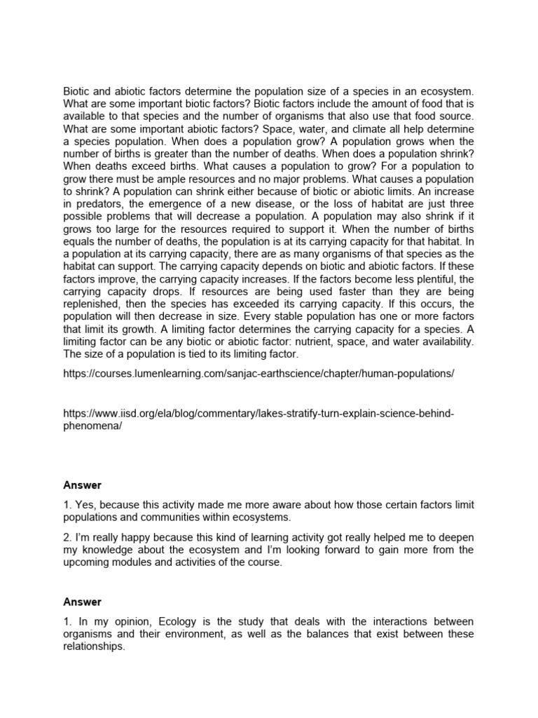 Answer PEE | PDF | Ecosystem | Nature