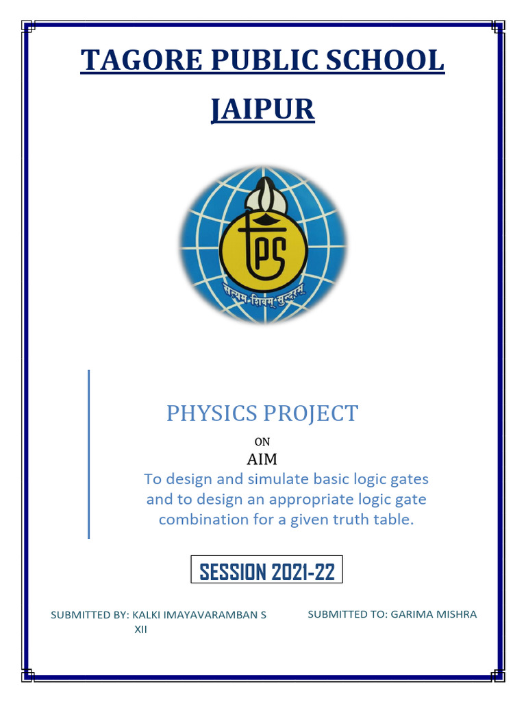 Logic Gates Project for Class XII | PDF | Logic Gate | Boolean Algebra