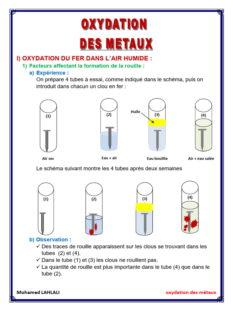Oxydation des métaux : Fer et Aluminium | PDF | Rouille (oxyde) | Alumine