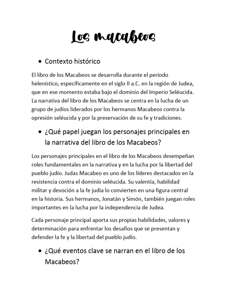 Historia y enseñanzas de los Macabeos | PDF | Macabeos | Biblia