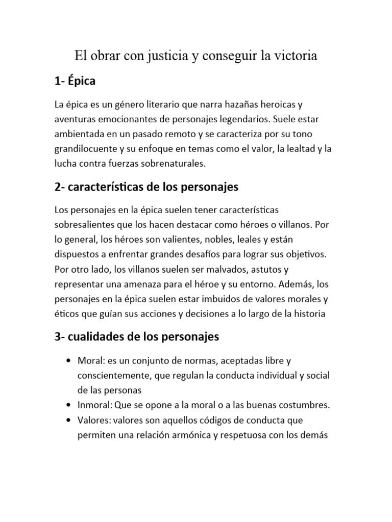 El Obrar Con Justicia y Conseguir La Victoria | PDF | Poesía épica