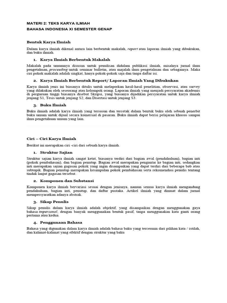 Materi 2 Teks Karya Ilmiah Indonesia | PDF | Seni & Disiplin Bahasa