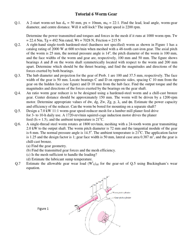 Assignment 5- Worm Gear | PDF | Gear | Mechanical Engineering