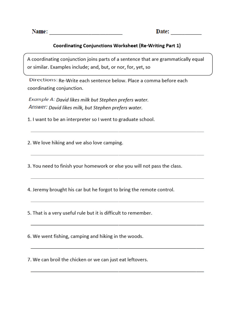 Coordinating Conjunctions Re Writing P 1 Intermediate | PDF | Poetry