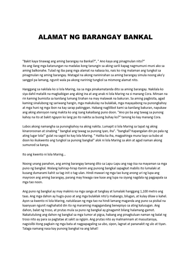 Alamat NG Barangay Bankal | PDF