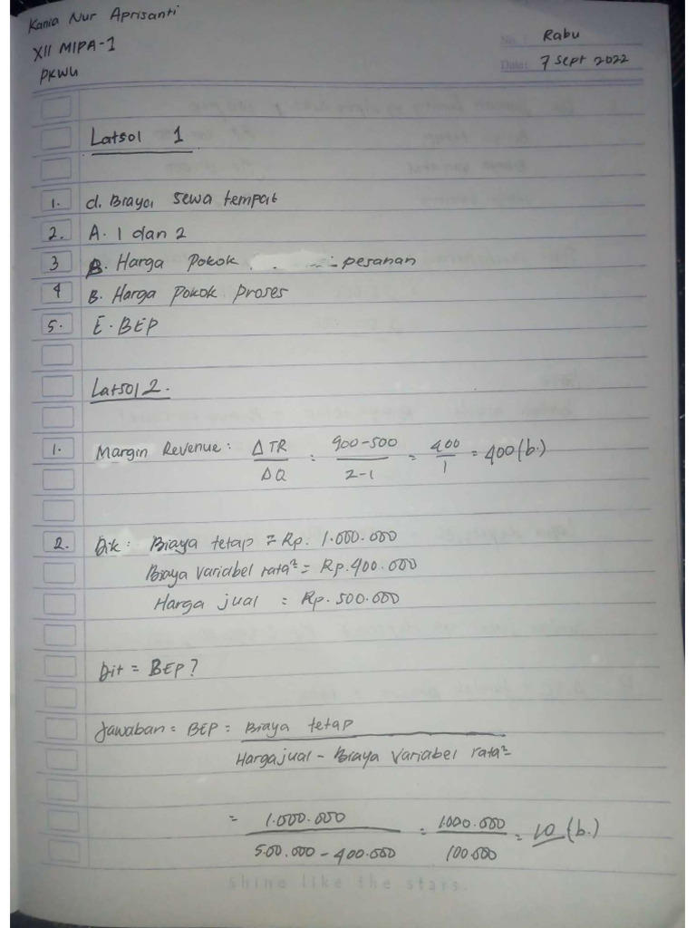 PKWU (BEP, Laba, VC) - (Kania N. A. XII MIPA-1) | PDF