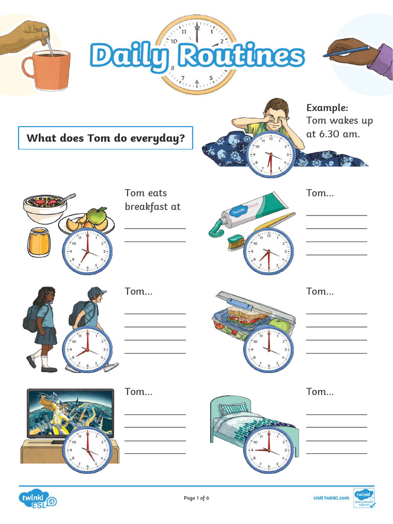 T 1675946280E T 1675946280c Esl Daily Routines Worksheet Kids and Pre ...