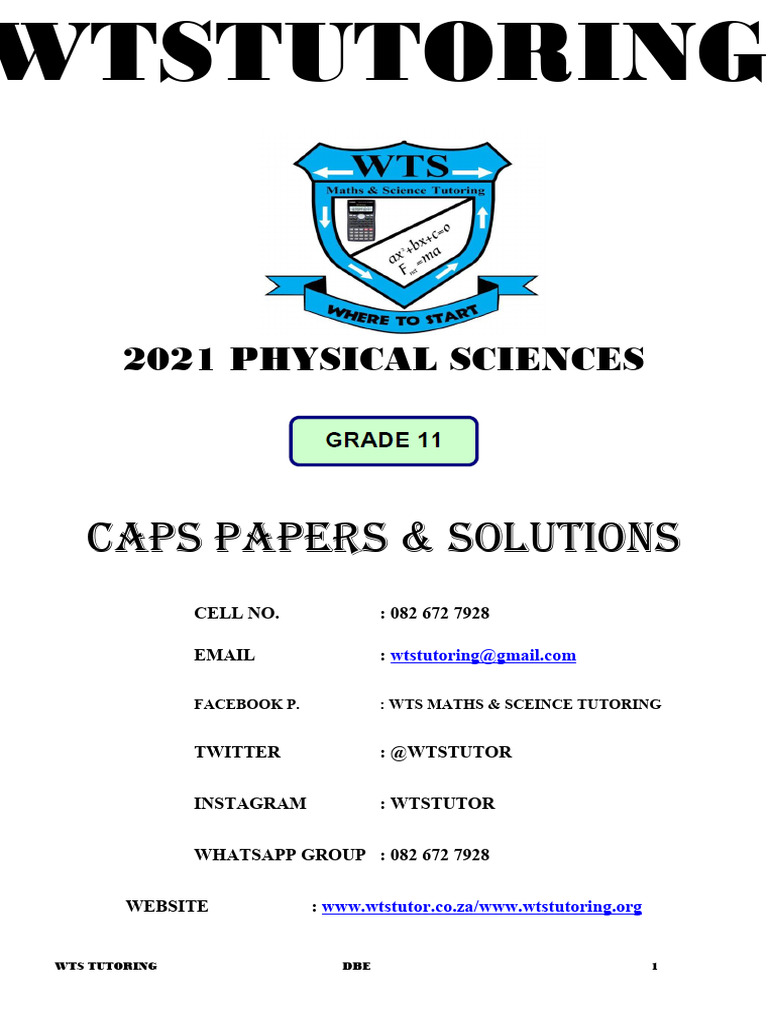 WTS 11 Physical Sciecnces Guide Q & S | PDF