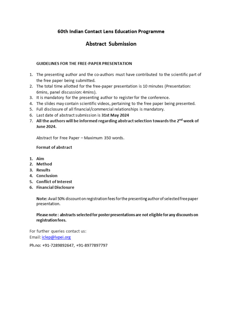 Abstract Submission Guidelines 1 1 | PDF