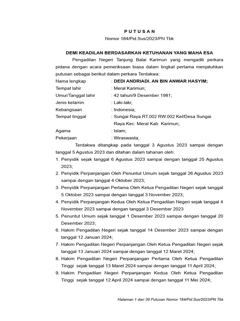 Pledoi Dedi Bin Anwar Hasyim (Narkotika) | PDF | Hukum