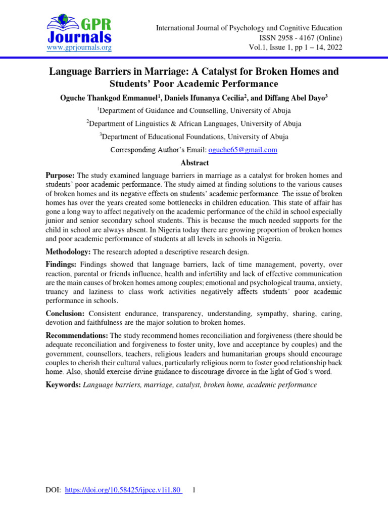 Language Barriers in Marriage A Catalyst | PDF | Marriage | Divorce