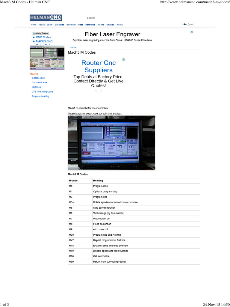 Mach3 M Codes Helman Cnc Pdf Numerical Control Metalworking