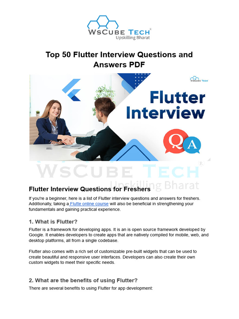 Flutter Questions | PDF | Mobile App | Cross Platform Software