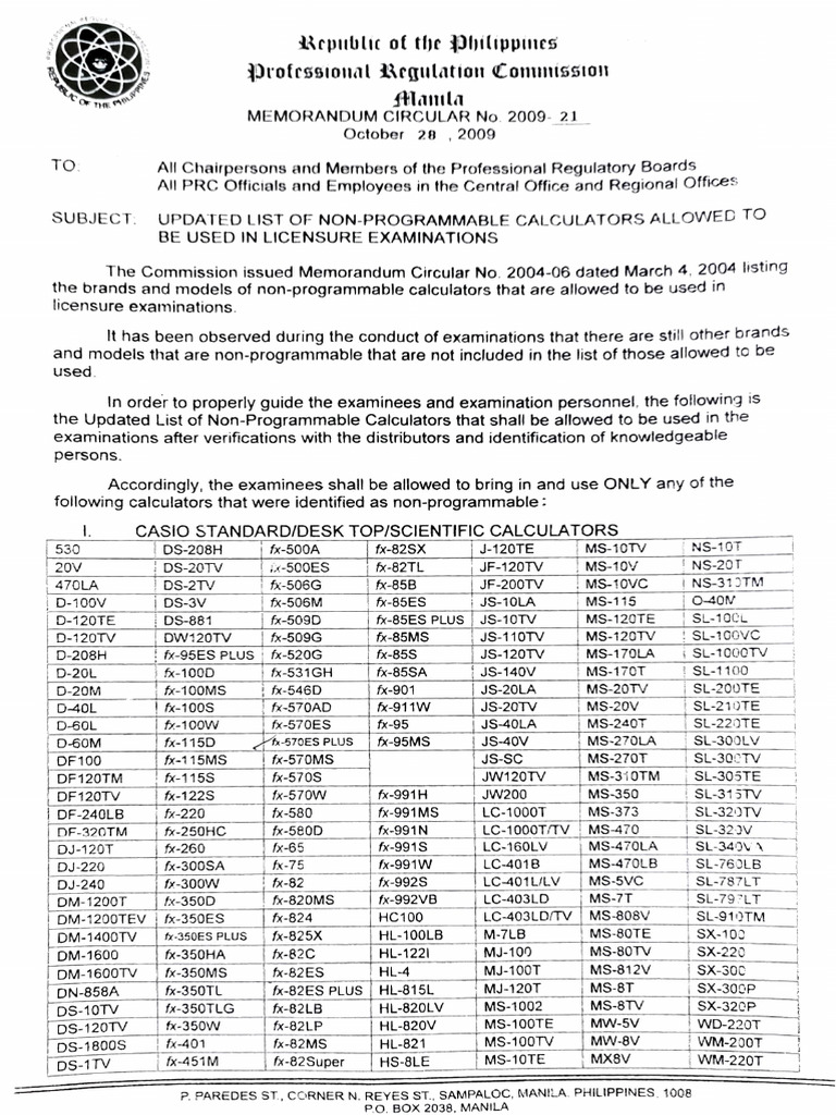 List of Non Programmable Calculators | PDF | Consumer Electronics ...