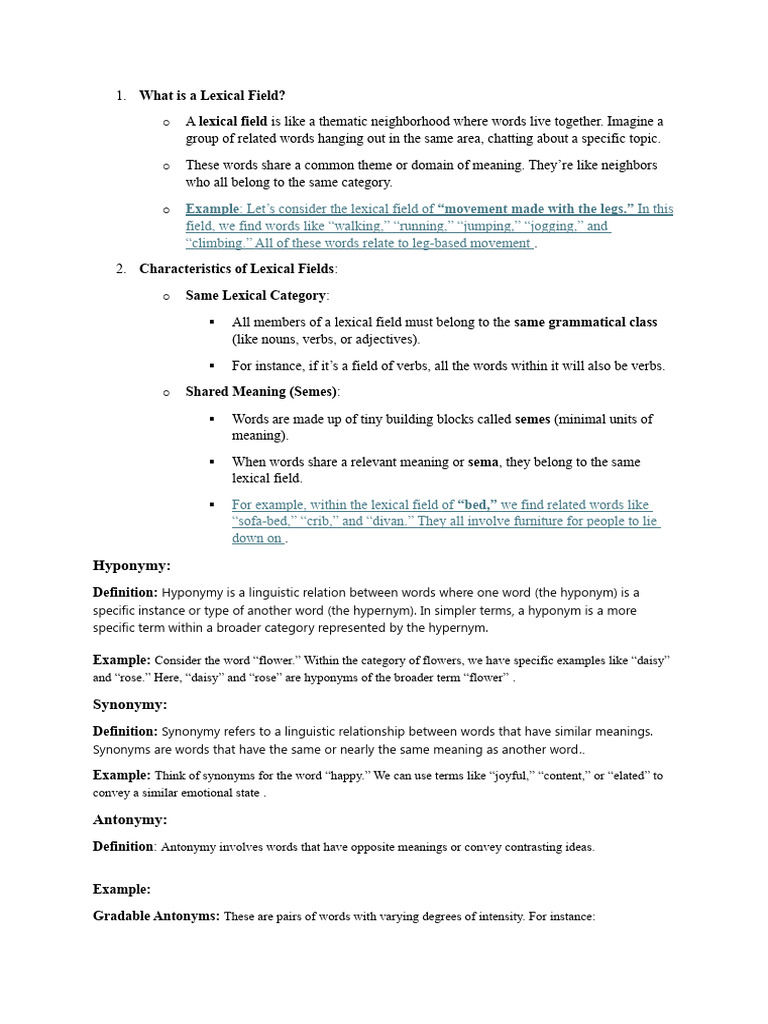 What Is A Lexical Field | PDF | Semantics | Linguistics