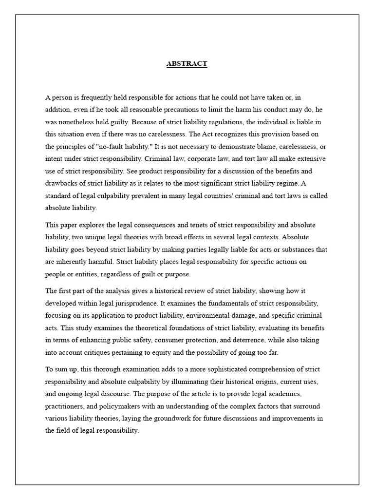 THE CONCEPT OF STRICT LIABILITY AND ABSOLUTE LIABILITY | PDF | Legal ...