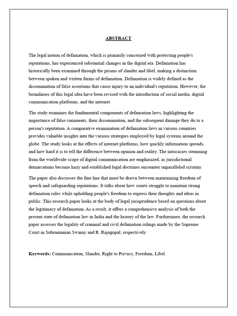 DEFAMATION DYNAMICS | PDF | Defamation | Public Law
