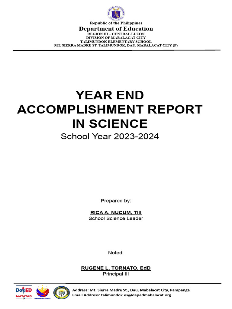 Tes Year End Accomplishment Report 2023 | PDF | Laboratories ...