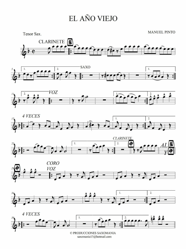 El Año Viejo Tenor Sax | PDF