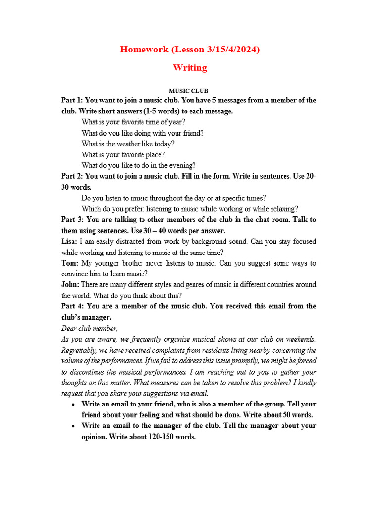 Homework-Lesson 3 - 15-4-2024 | PDF | Sports & Recreation | Language ...