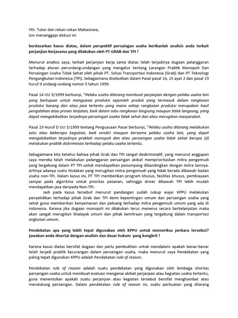 Analisis Kerjasama Grab dan TPI | PDF