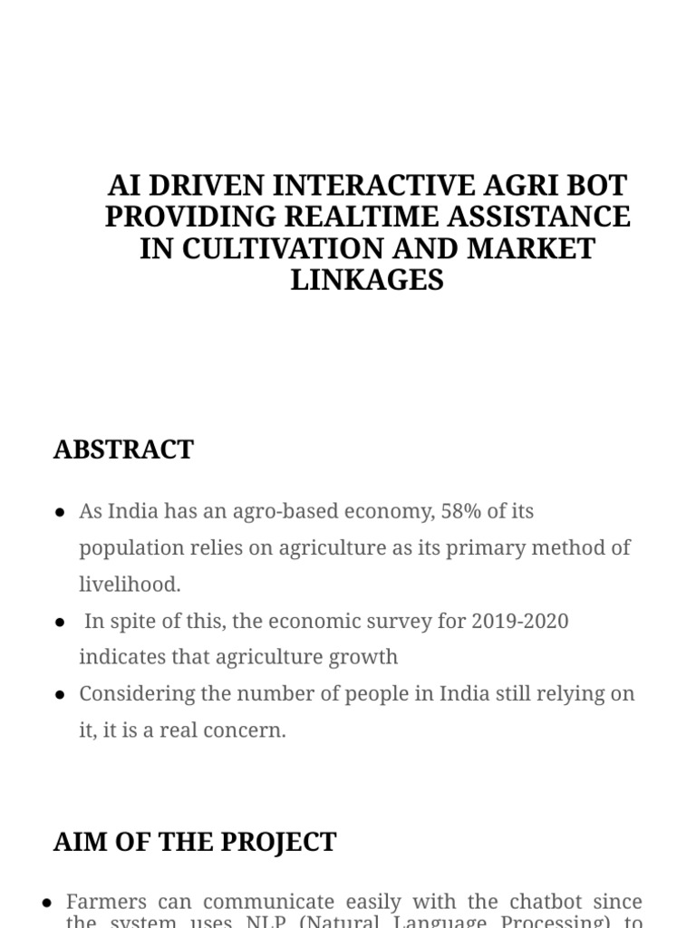 Ai Driven Interactive Agri Bot Providing Realtime Assistance | PDF ...
