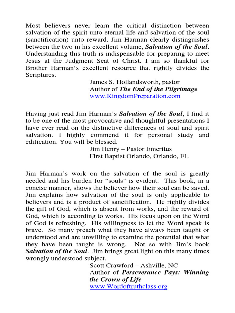Salvation of The Soul | PDF | Salvation | Justification (Theology)