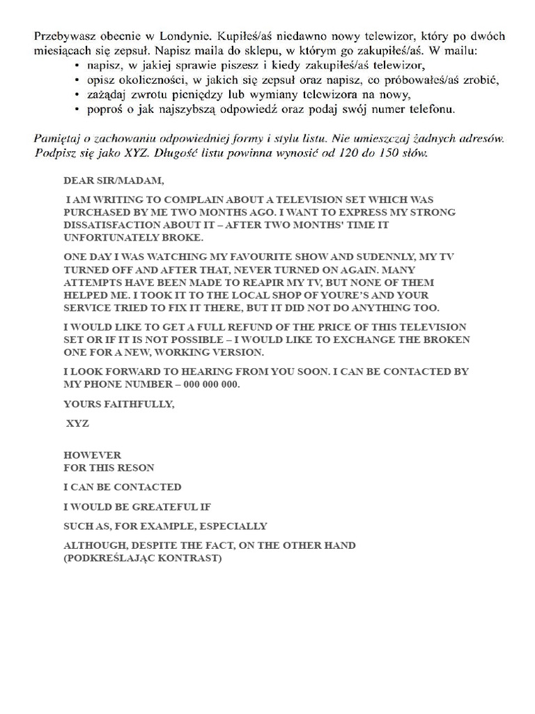 LIST FORMALNY ANGIELSKI | PDF