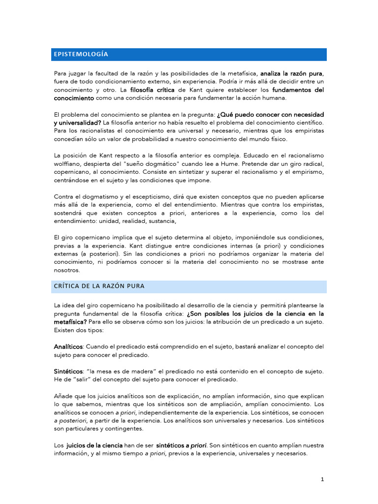 Kant | PDF | A priori y a posteriori | Immanuel Kant