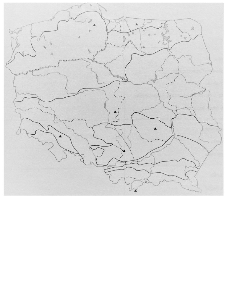 Mapa Polski Na Geografie Krainy + Rzeki I Jeziora | PDF
