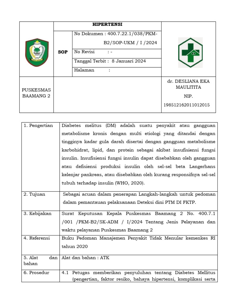 SOP Diabetes Melitus | PDF | Kesehatan Holistik | Sains & Matematika