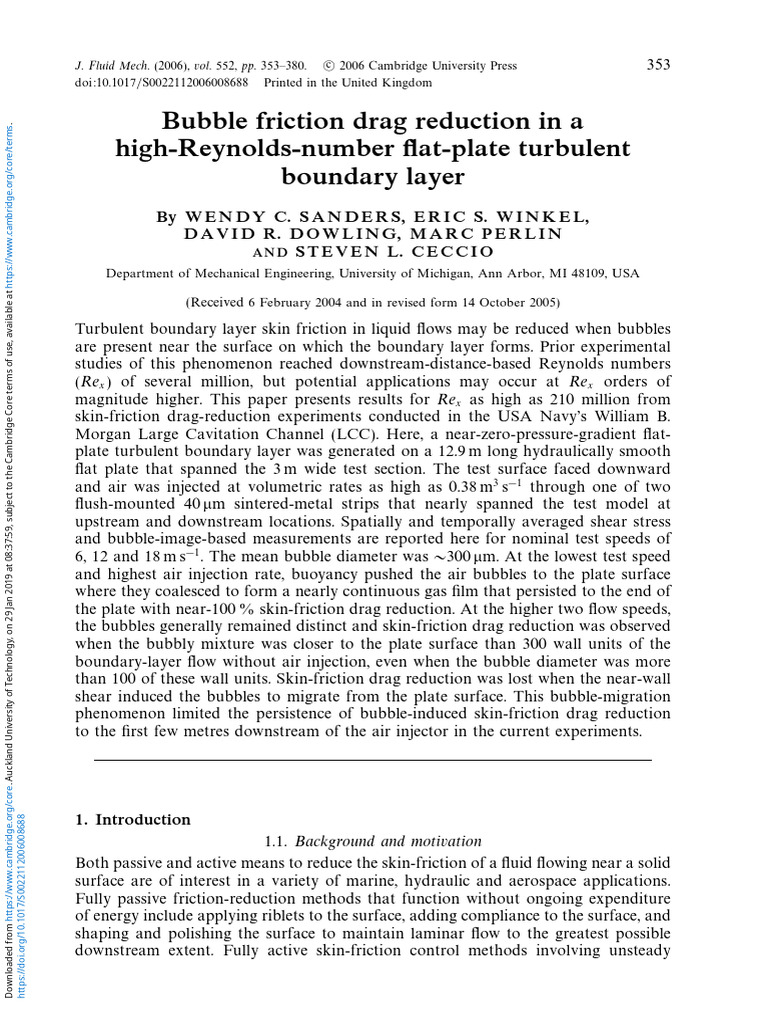 Bubble Friction Drag Reduction In A Pdf Boundary Layer Turbulence
