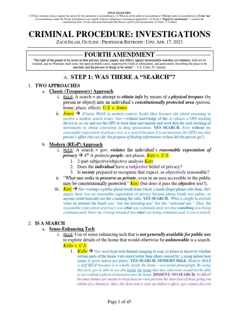 Law Students' Exam Guide | PDF | Search And Seizure | Search Warrant