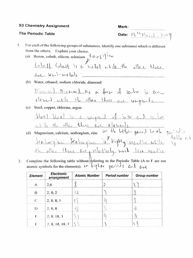 Chem Assignment 8 | PDF | Periodic Table | Calcium