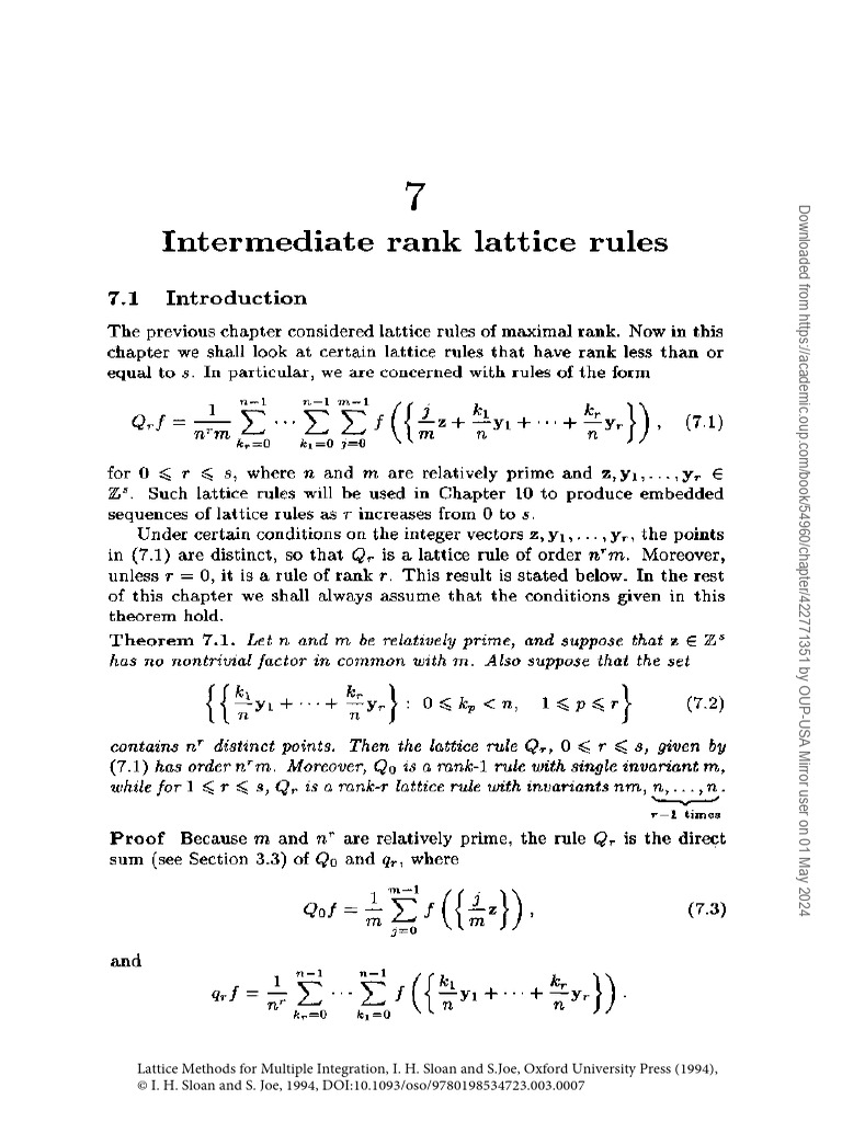 7 Intermediate Rank Lattice Rules | Download Free PDF | Mathematical ...