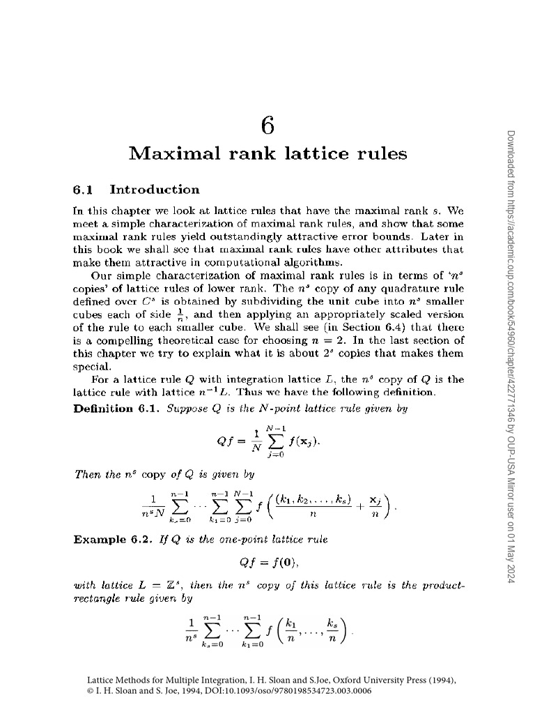 6 Maximal Rank Lattice Rules | PDF | Theorem | Mathematical Concepts