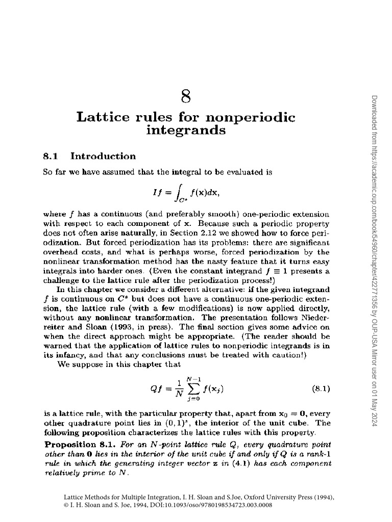 8 Lattice rules for nonperiodic integrands | PDF | Integral | Variance