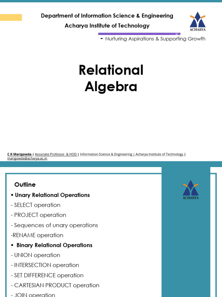 Module-2 Relational Algebra - Presentation | PDF | Relational Model | Abstract Algebra
