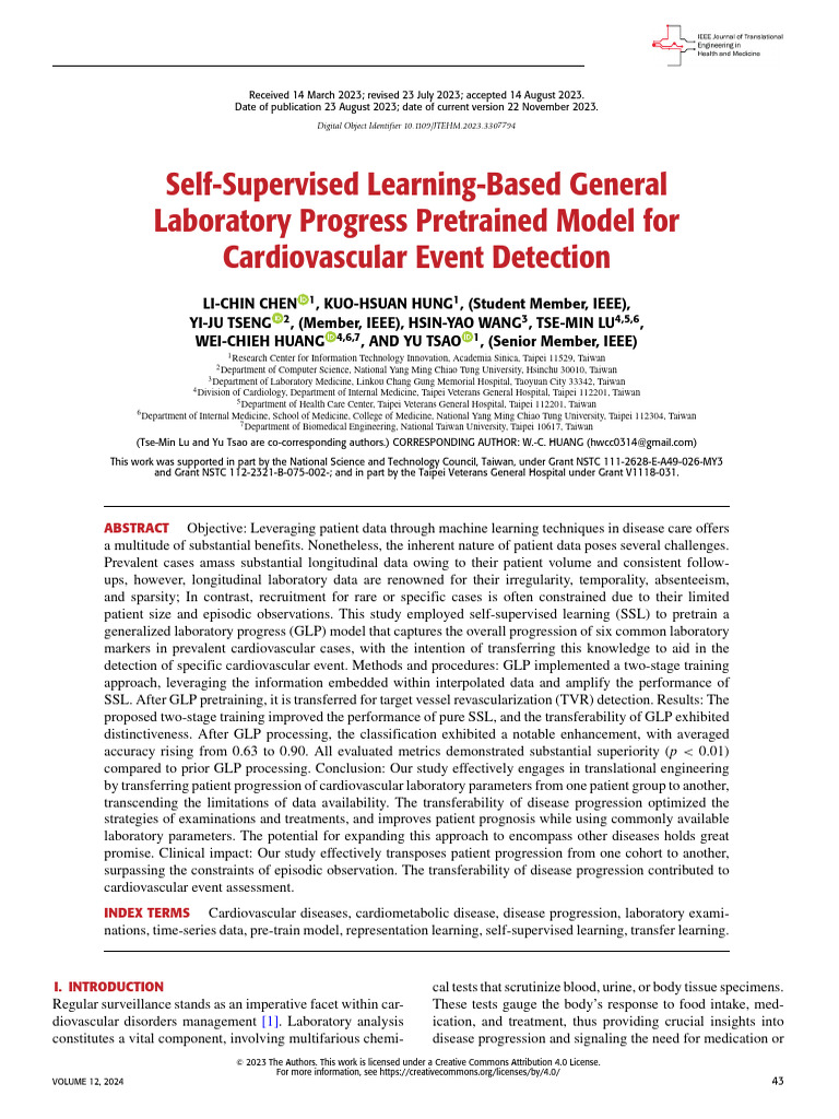 Self-Supervised Learning-Based General Laboratory Progress Pretrained Model For Cardiovascular ...