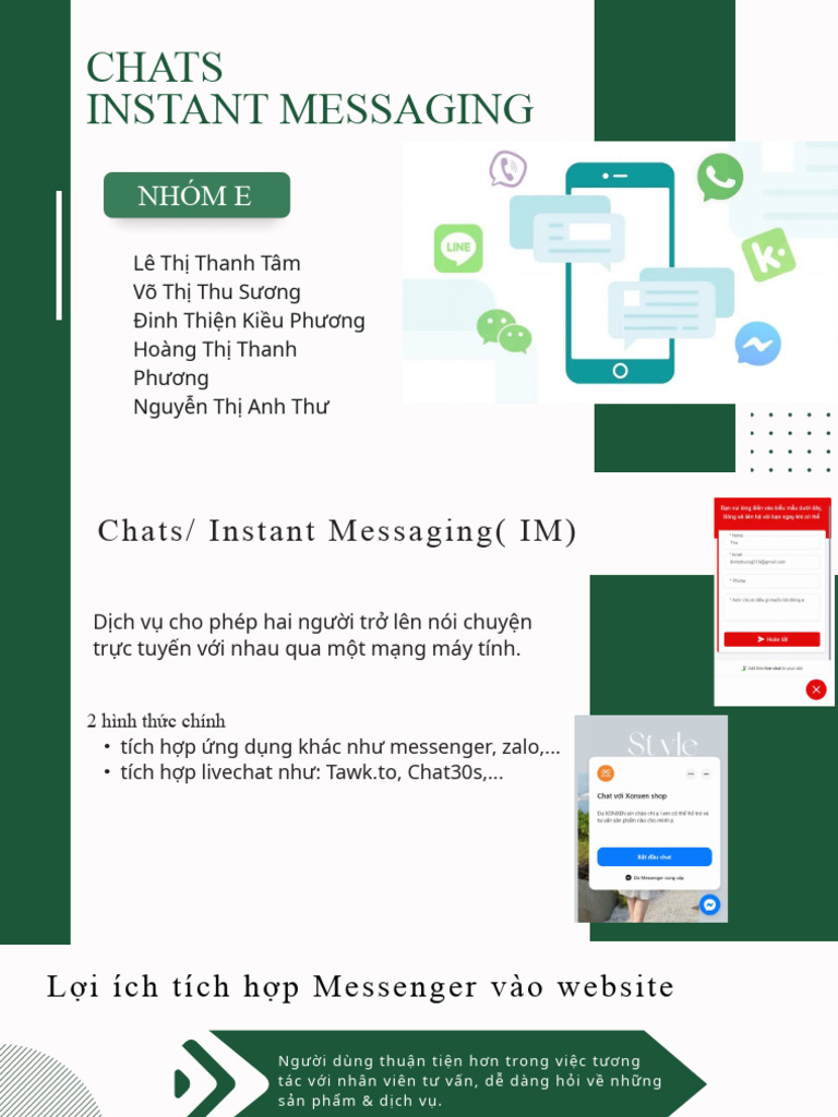 Chats Instant Messaging: Nhóm E | PDF