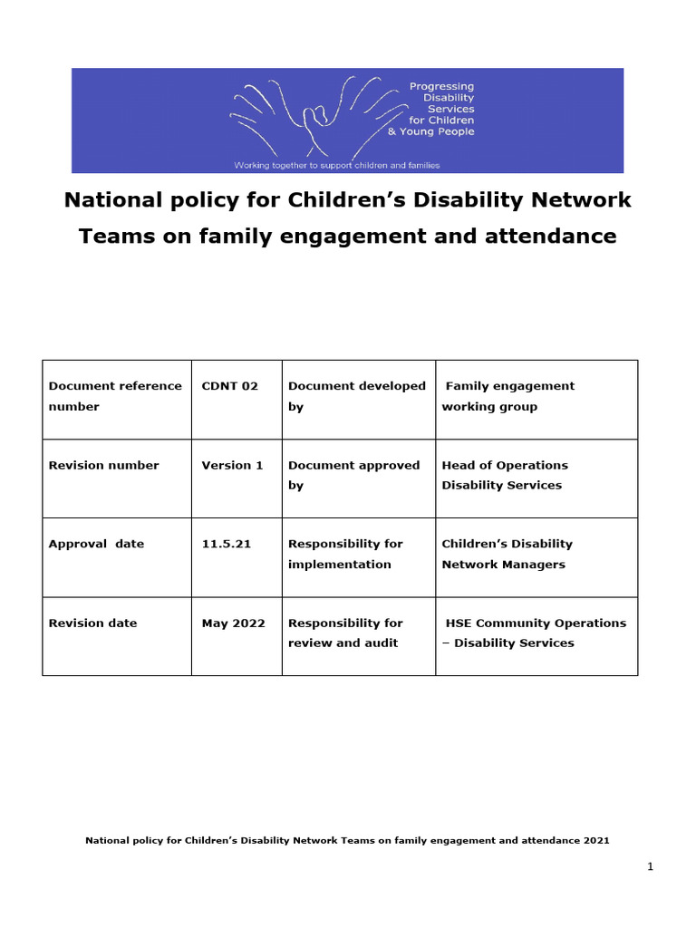 National Policy For Children S Disability Network Teams On Family ...