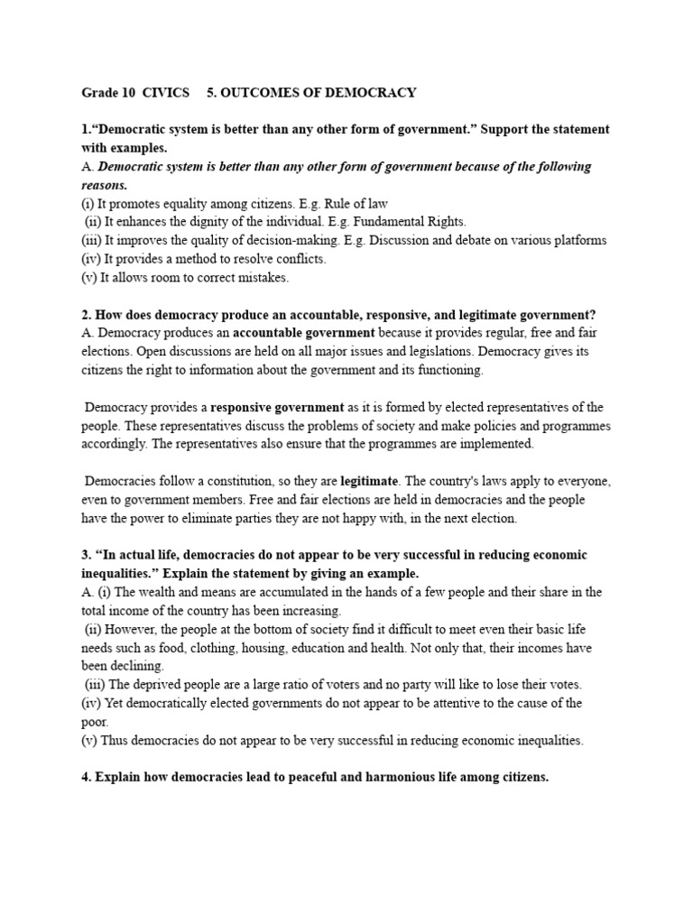 G10 Civics-5 | PDF | Democracy | Political Ideologies