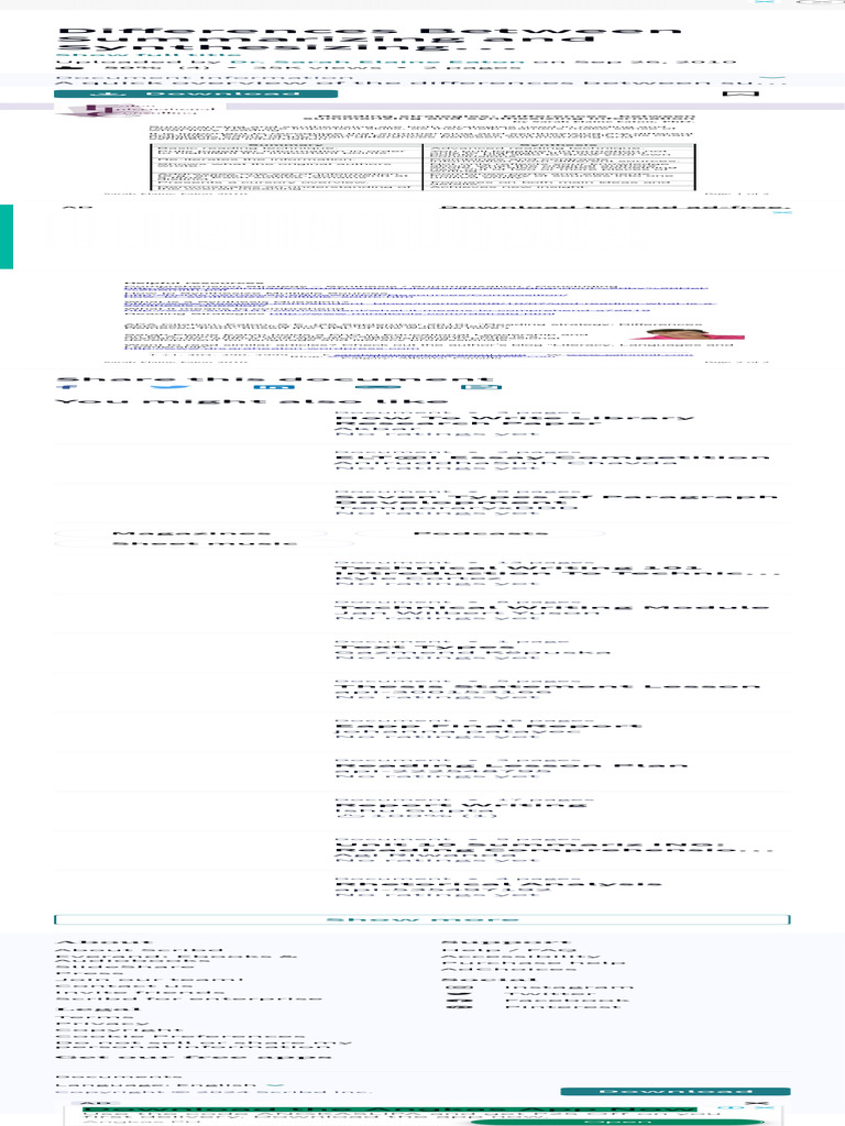 Differences Between Summarizing and Synthesizing | PDF | Scribd ...