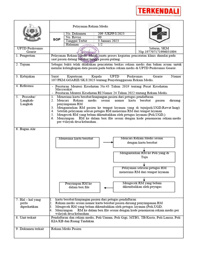 SOP Pelayanan RM | PDF